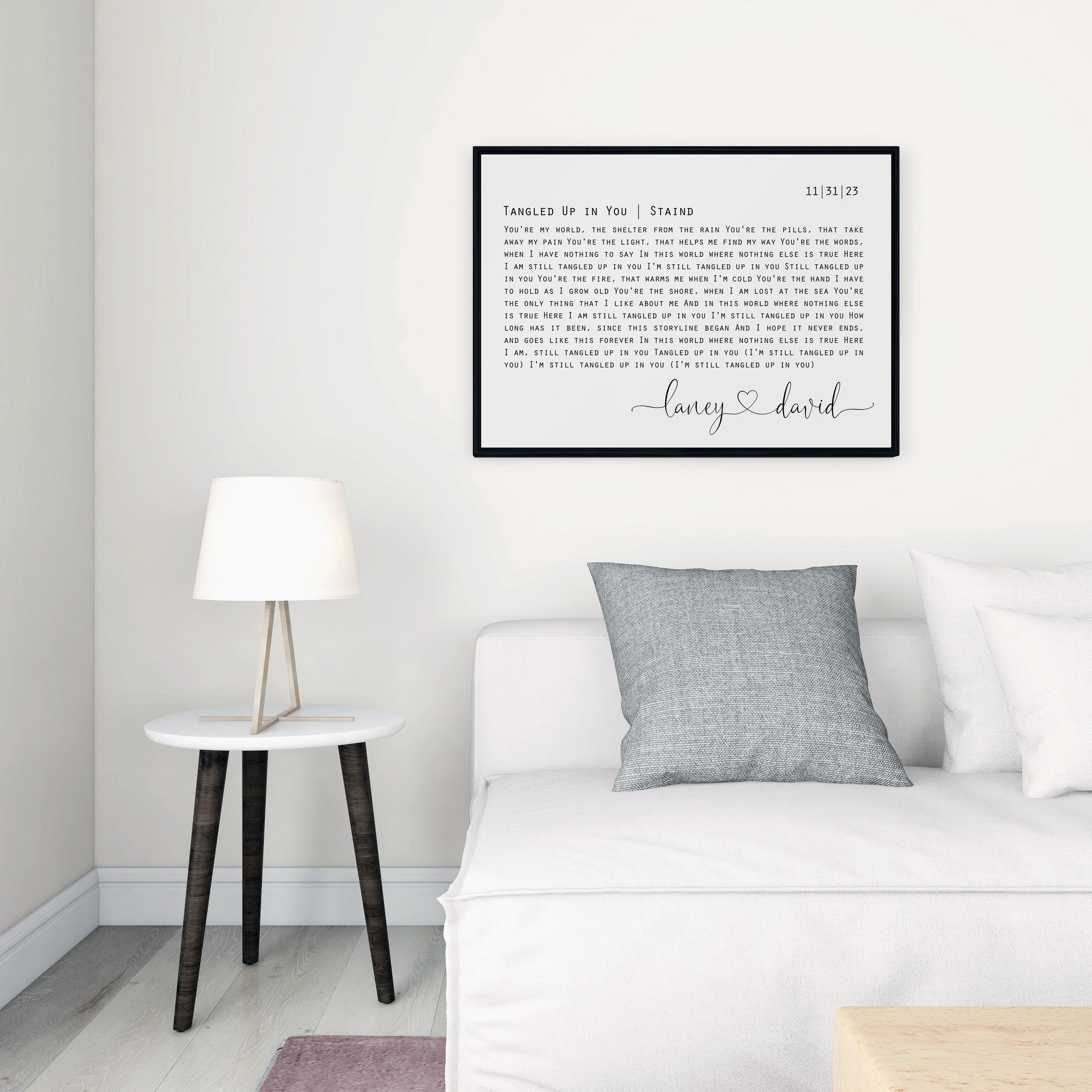 Modern Song Lyric Print, Heart Connected Names With Lyrics Print ...