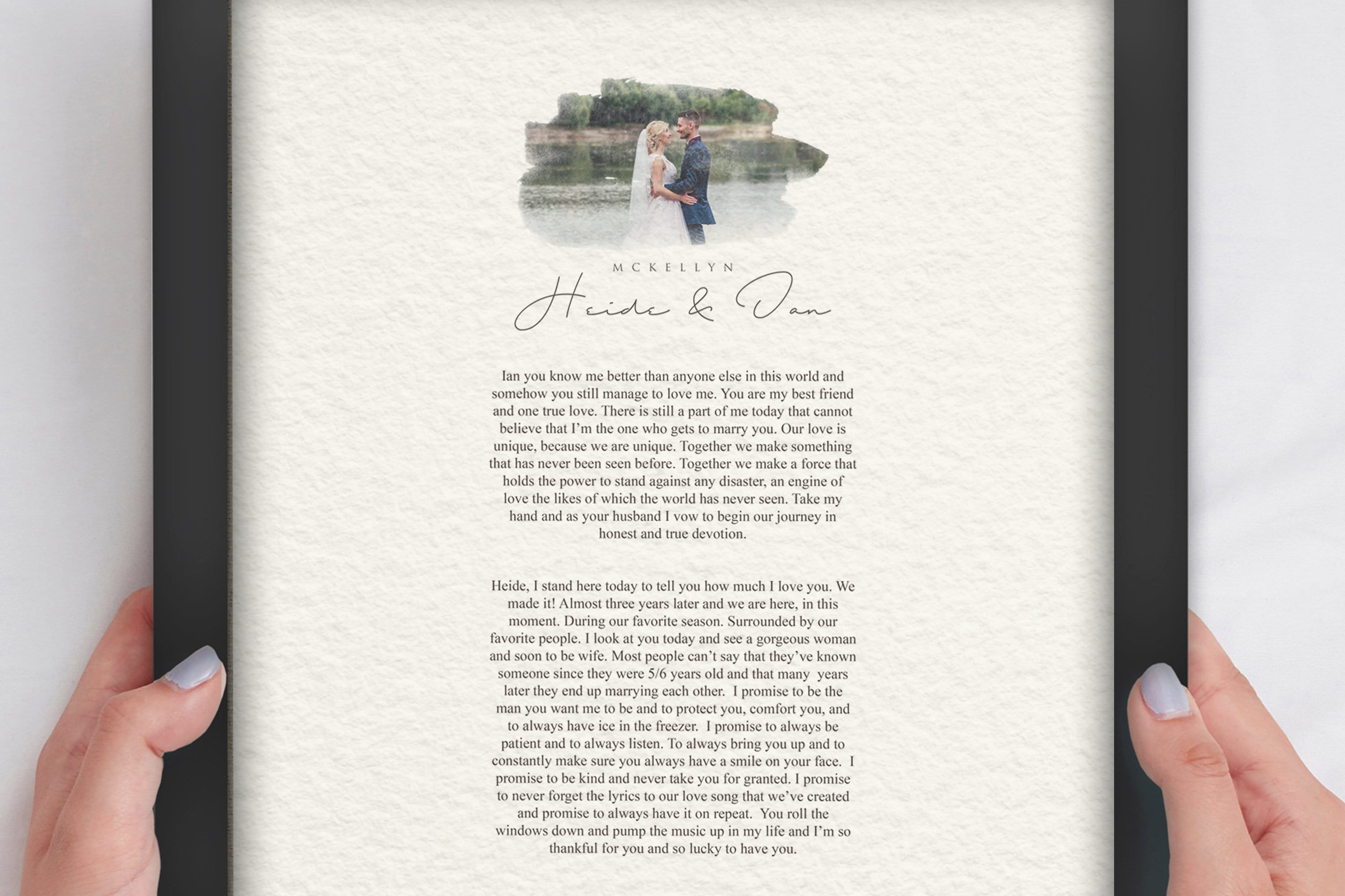 Framed Wedding Vows Wedding Vow Photo Print Paper | Etsy