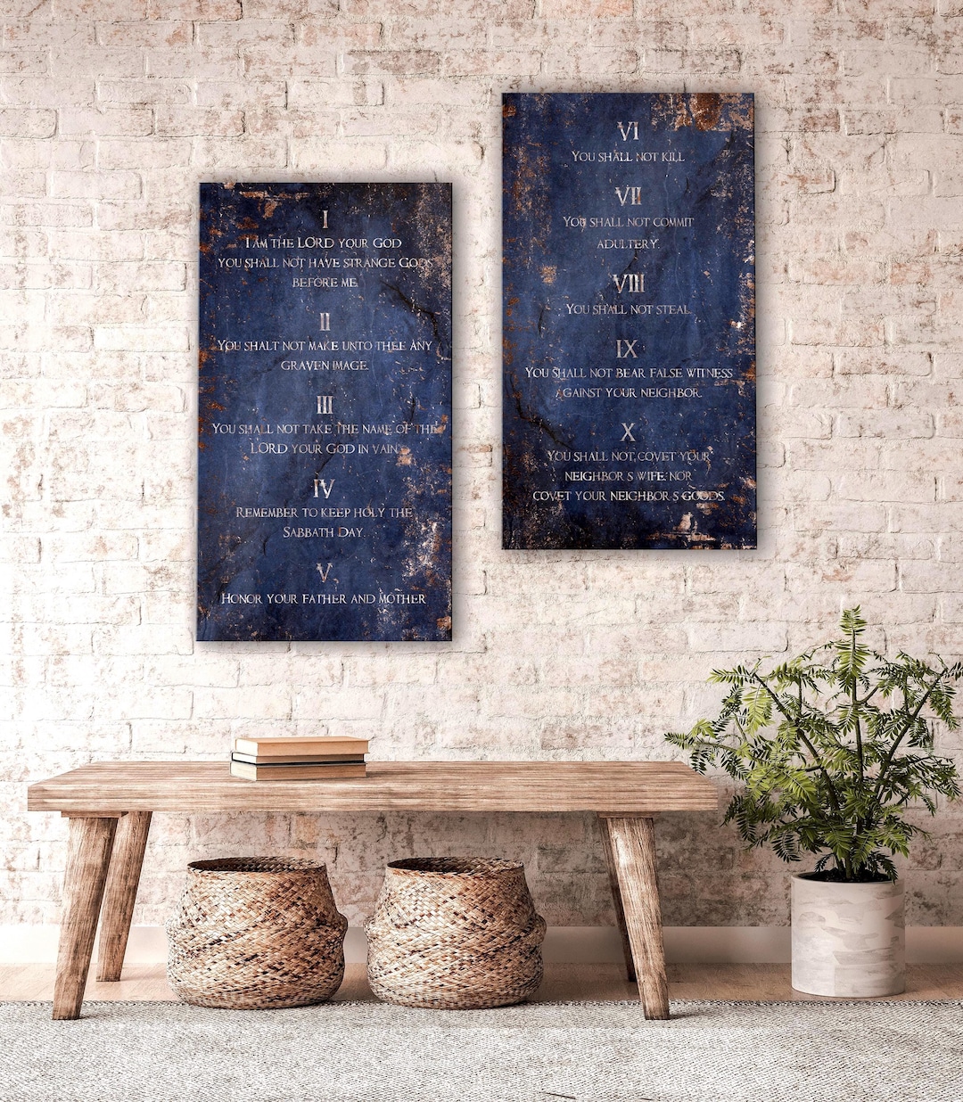 Ten Commandments Tablets Metal Wall Art: Rustic Christian Decor, Two ...