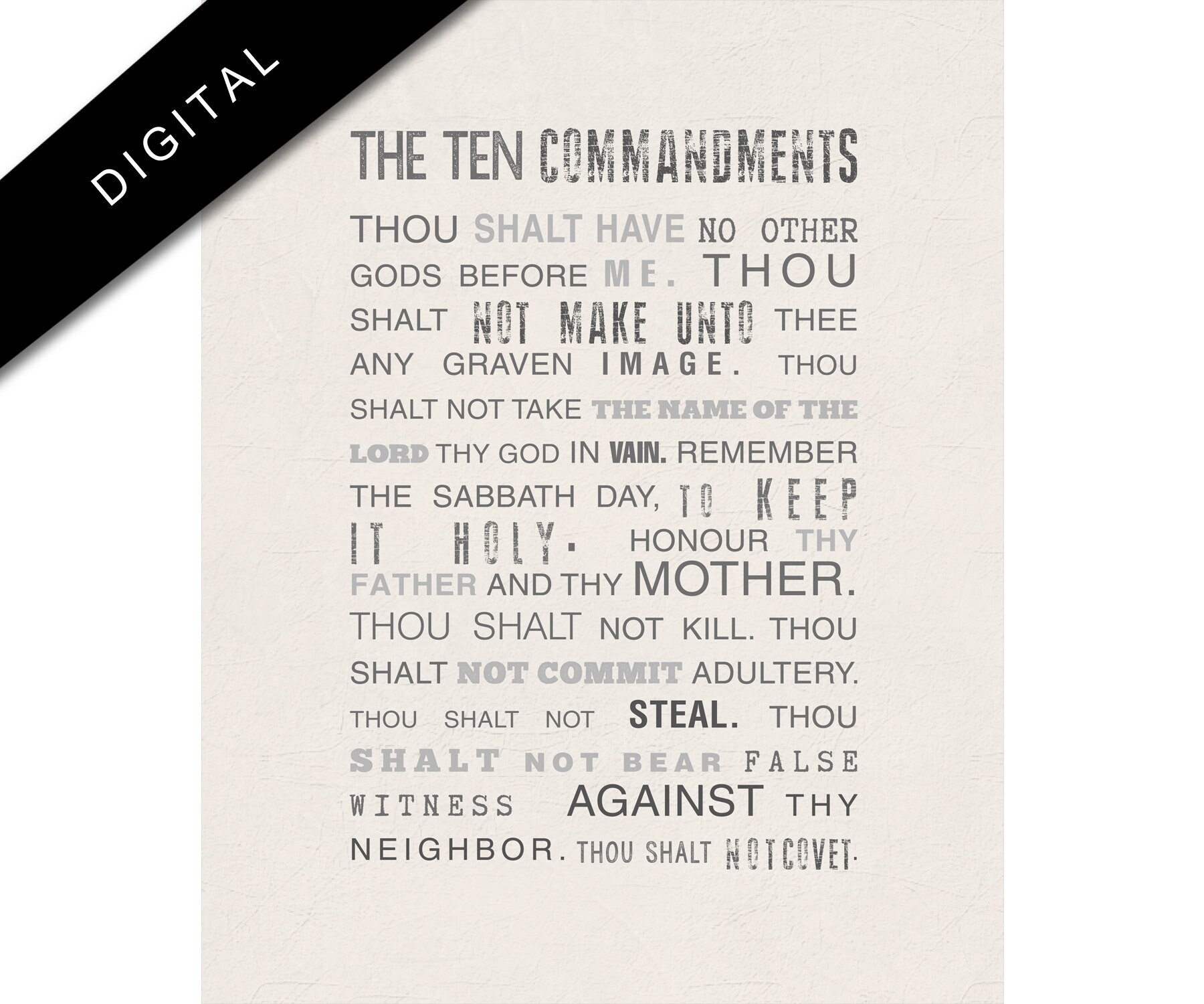 Printable 10 commandments Art Bible Verse Digital Download | Etsy