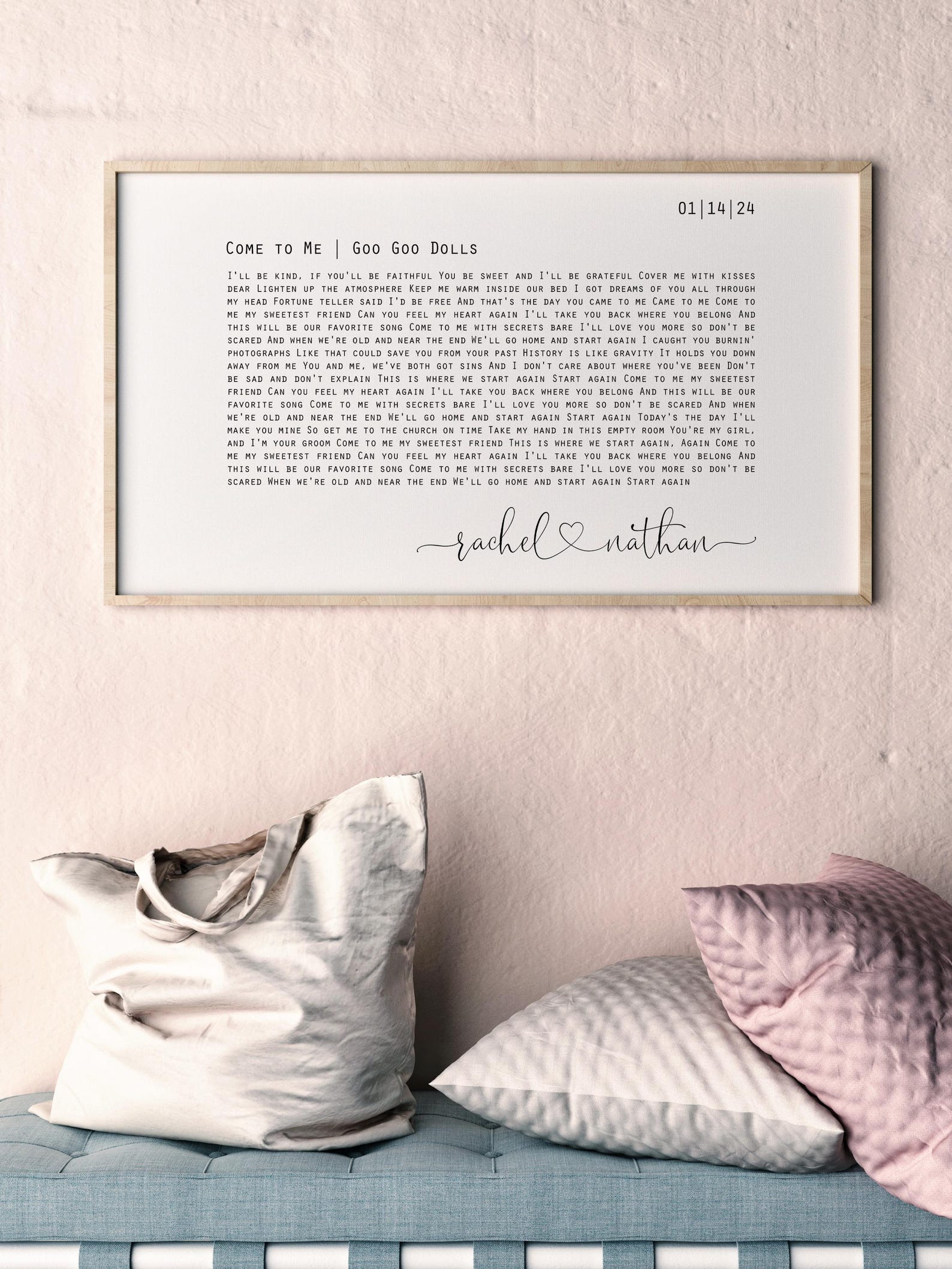 Modern Song Lyric Print, Heart Connected Names With Lyrics Print ...