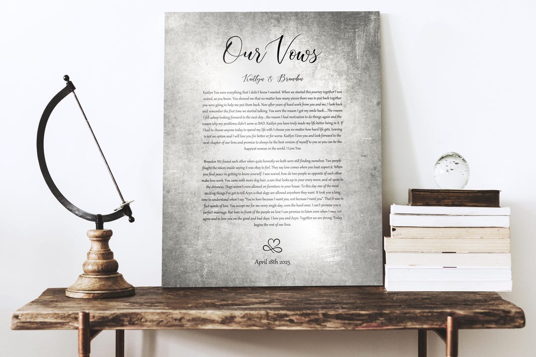Wedding Vow Art, Wedding Vow Sign, Custom Wedding Vow Print, Tin ...
