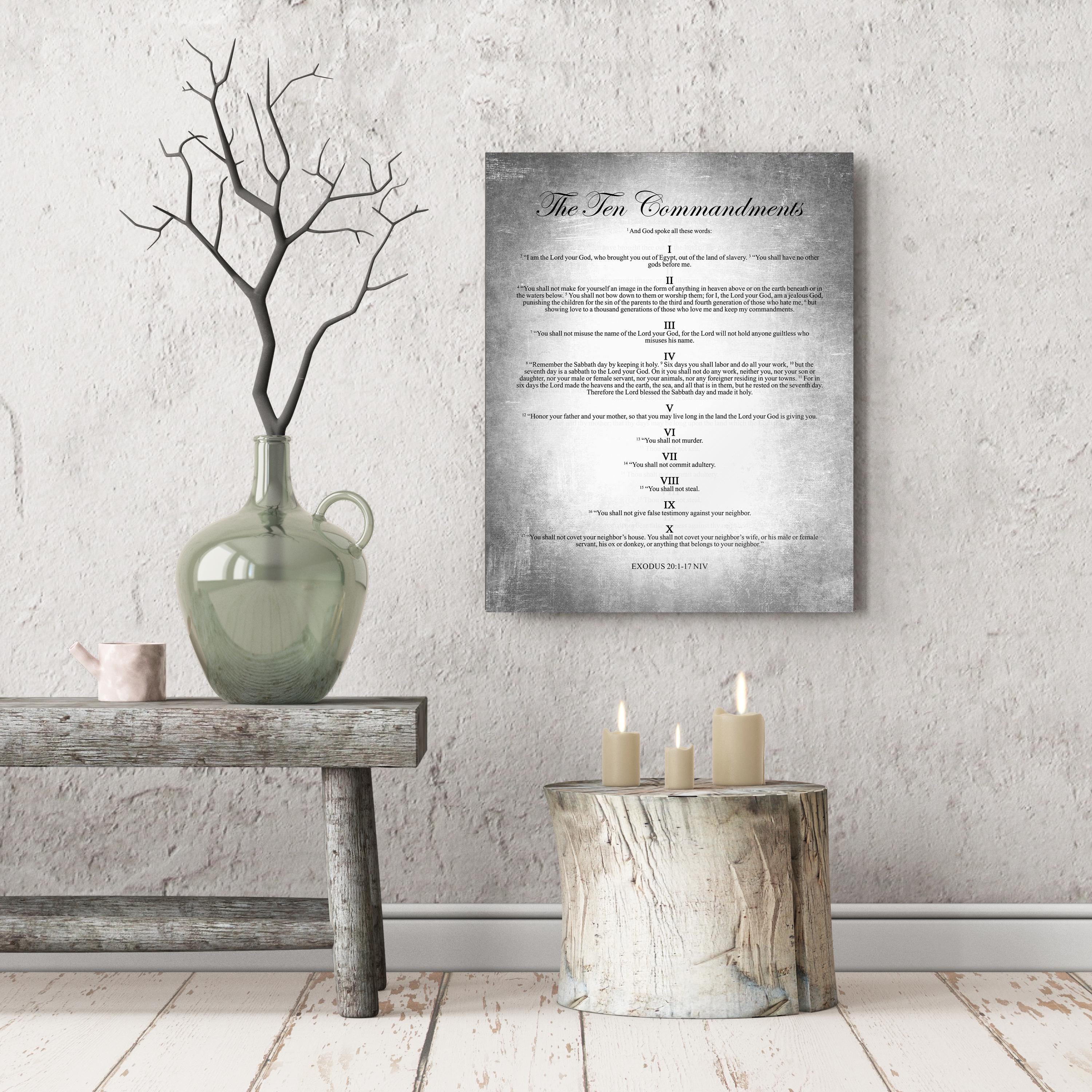 The Ten Commandments Metal Art: Distressed Sign, Christian Wall Decor ...