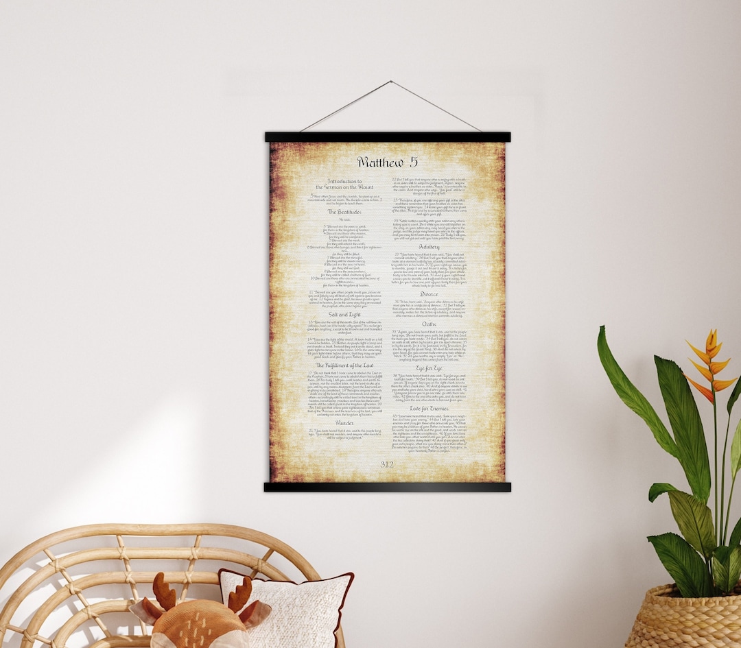 The Beatitudes Scroll Tapestry, Sermon on the Mount, Wall Hanging ...