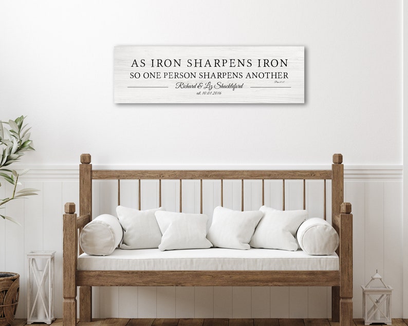 As Iron Sharpens Iron Sign Wood Anniverary Gift Personalized - Etsy