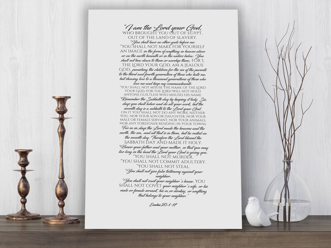 Ten Commandments on Canvas, Scripture Decor, Rustic, Bible Verse Wall ...