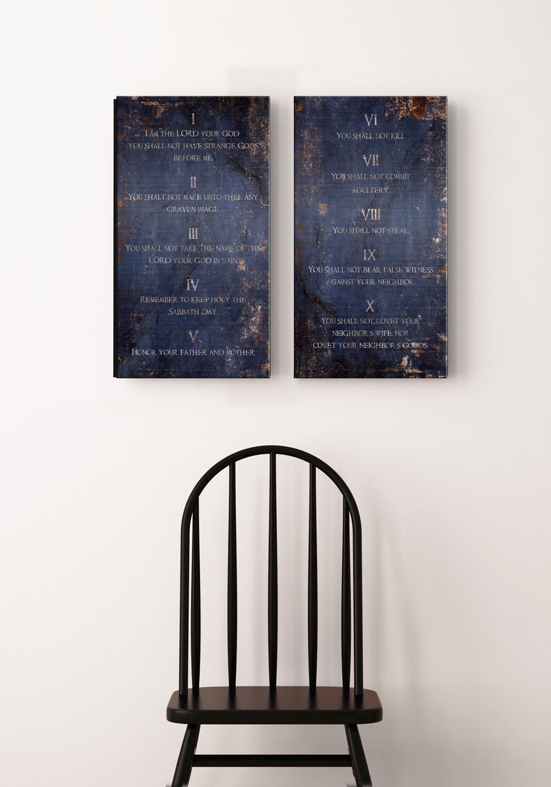 Ten Commandments Tablets Metal Wall Art: Rustic Christian Decor, Two ...