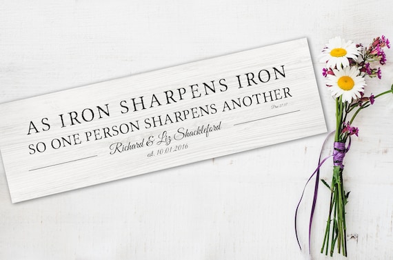 As Iron Sharpens Iron Sign Wood Anniverary Gift Personalized - Etsy