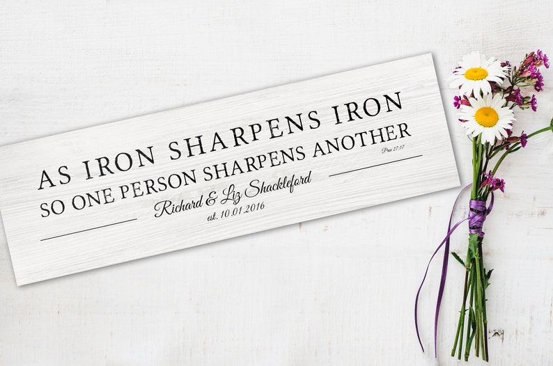 As Iron Sharpens Iron Sign Wood Anniverary Gift Personalized - Etsy