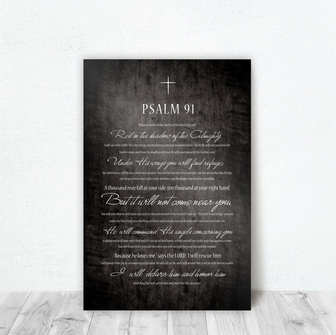 Psalm 91 Wooden Wall Art, Christian Anniversary Gift for Husband, Wood ...