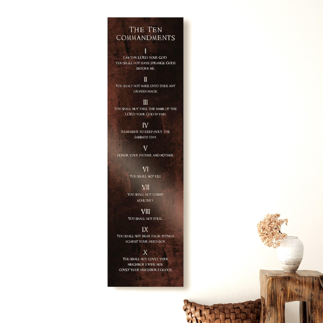 The Ten Commandments Bronze Sign: Religious Wall Decor, Gift for ...