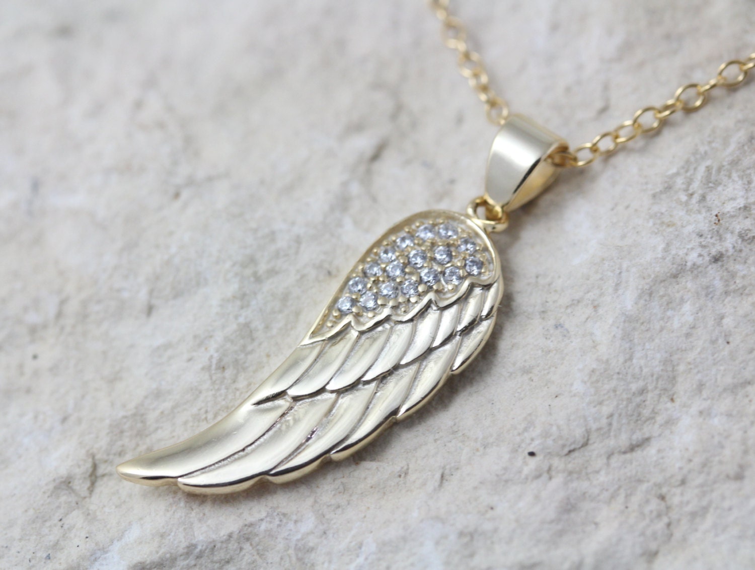 Gold Wing Necklace, Gold Angel Wing Necklace, Guardian Gold Angel Wing ...