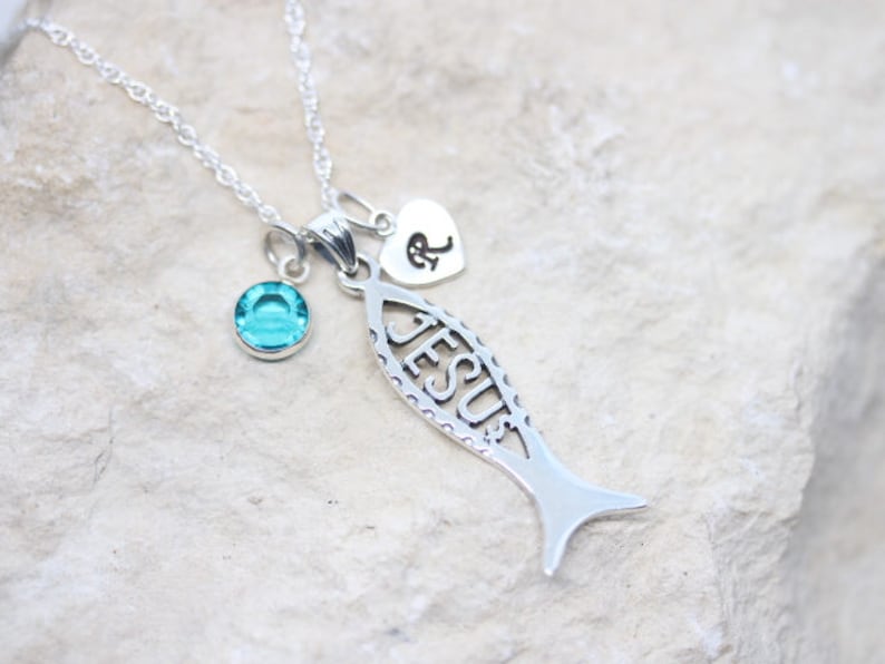 Sterling Silver Jesus Necklace Sterling Silver Jesus Fish | Etsy