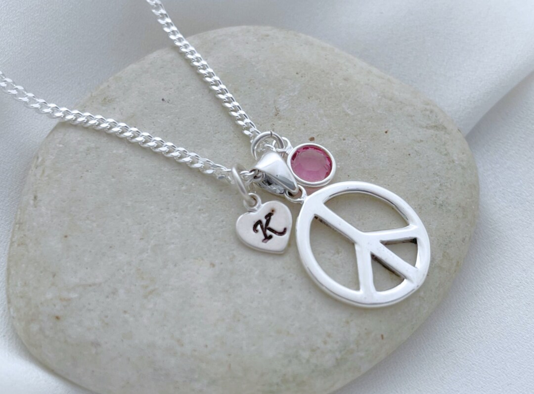 925 Sterling Silver Peace Necklace, Peace Jewelry, 925silver Peace Sign ...