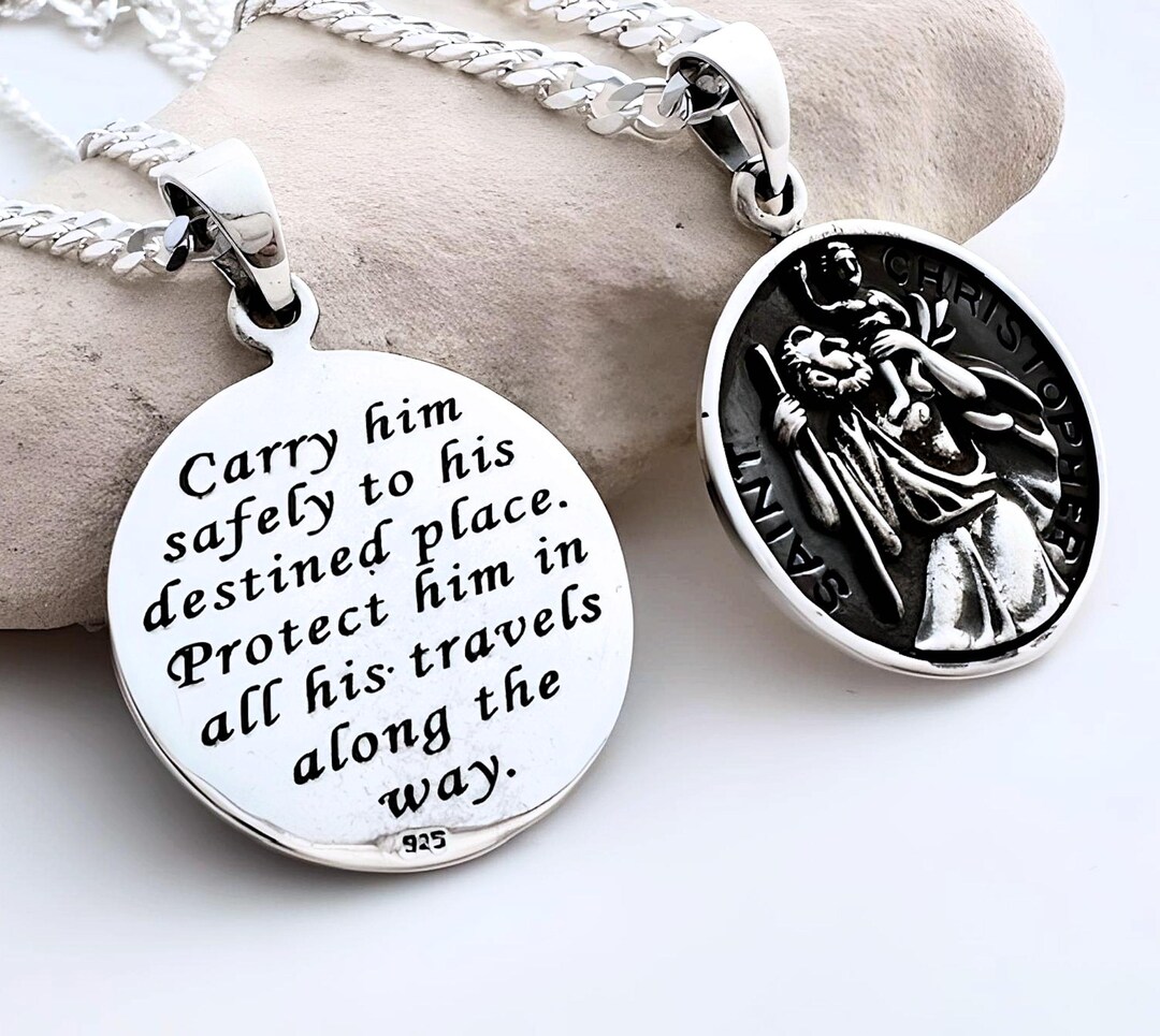 Choose Sterling Silver Chain With Engraved St. Christopher. Sterling ...