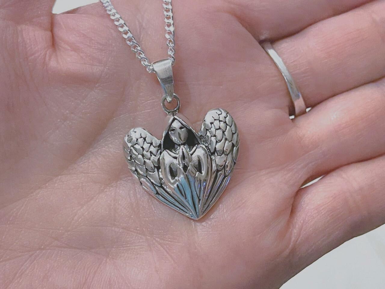 Solid Sterling Silver Guardian Angel Necklace. Silver Angel Praying ...