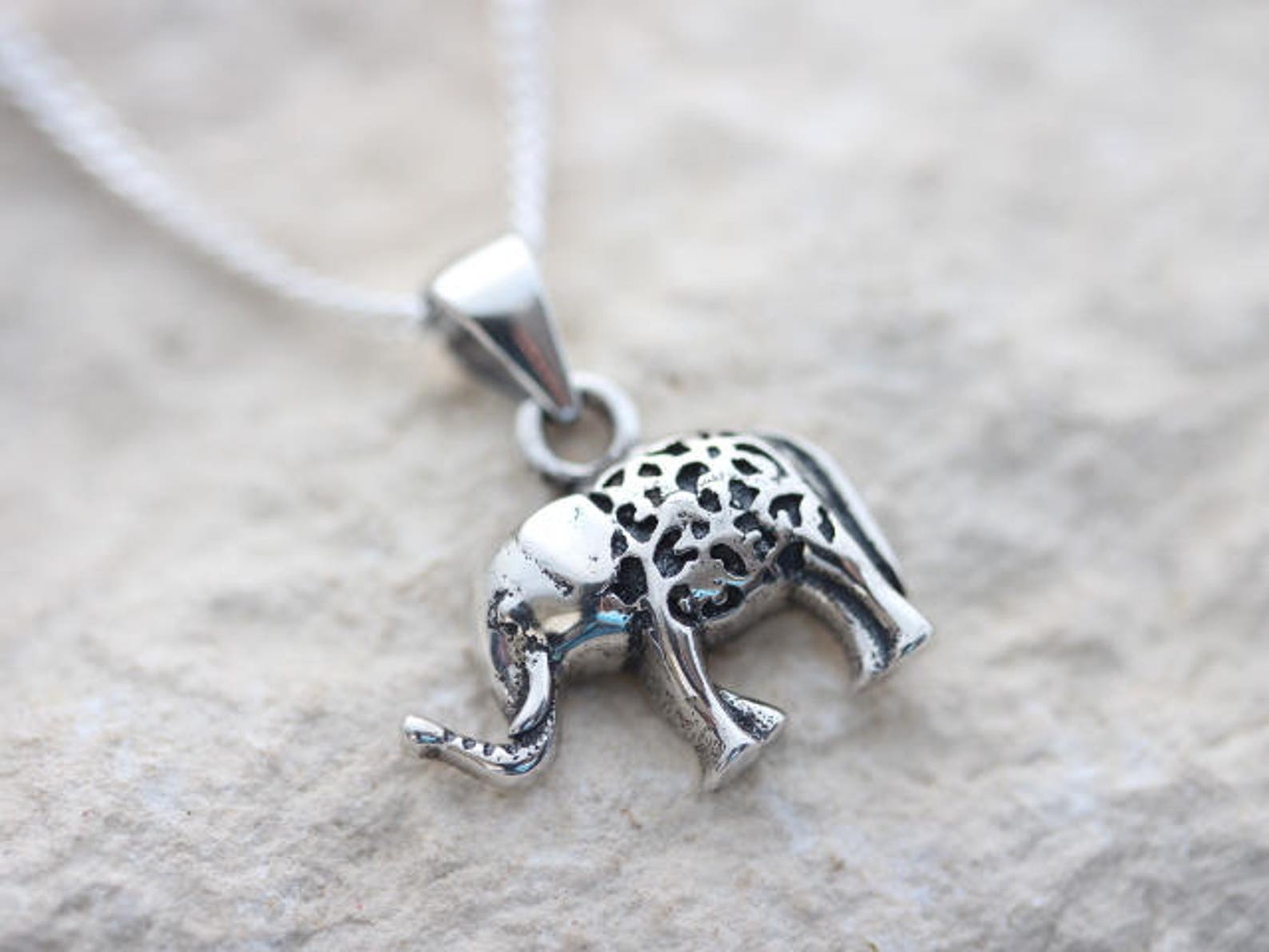 Sterling Silver Elephant Necklace Silver Elephant Pendant | Etsy