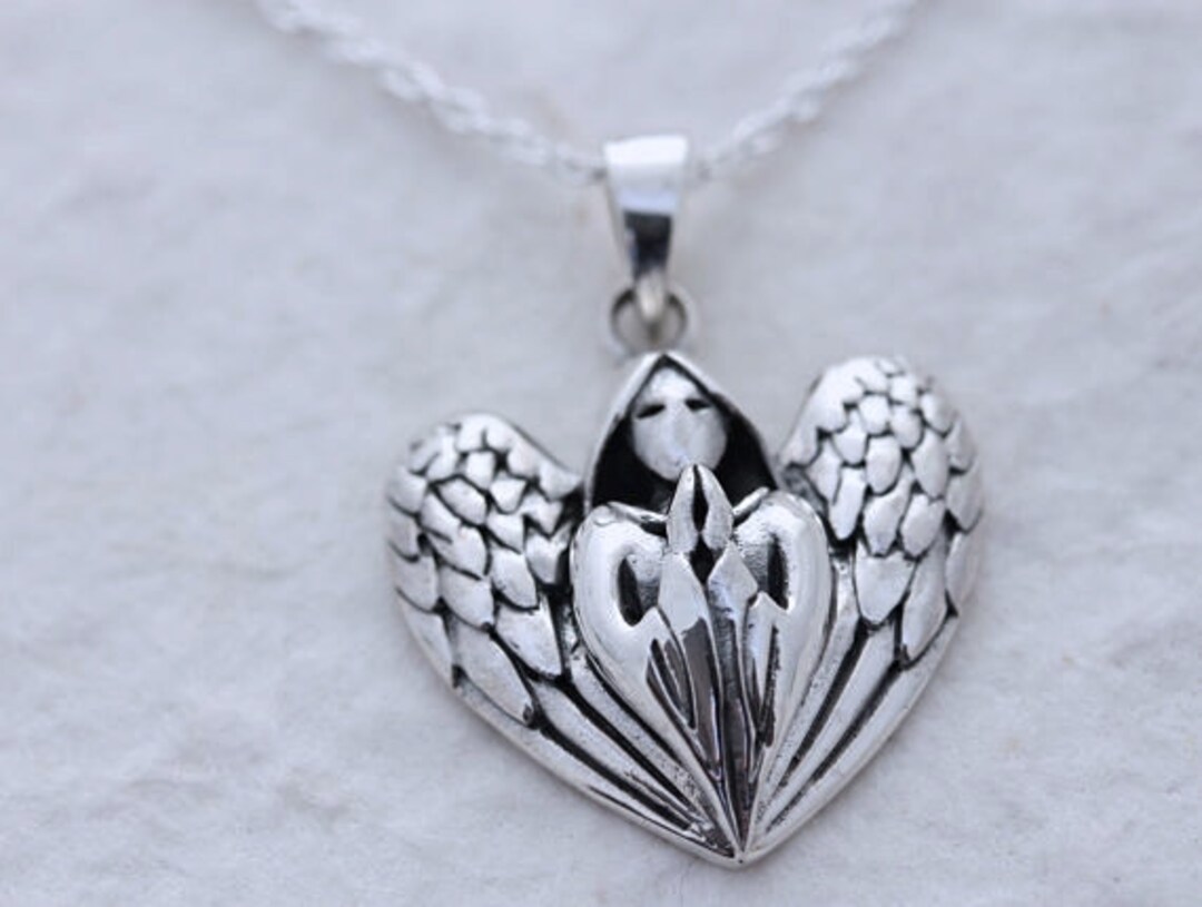 Solid Sterling Silver Guardian Angel Necklace. Silver Angel Praying ...