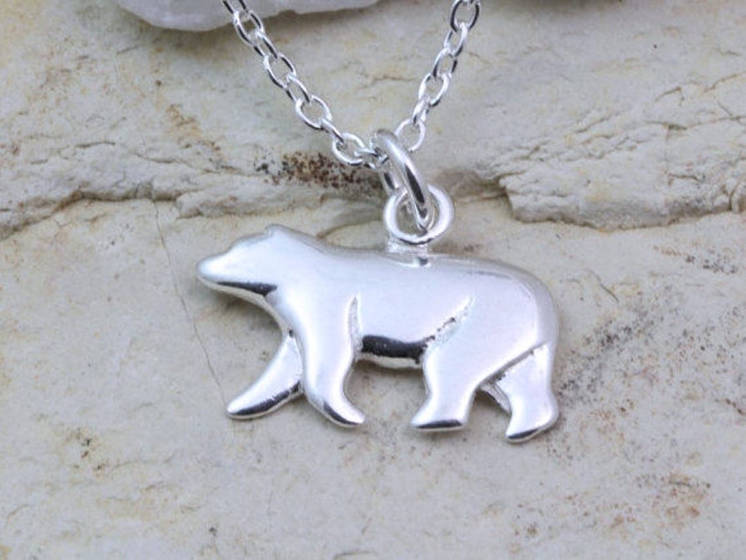 Sterling Silver Polar Bear Necklace, White Polar Bear Pendant Choose ...