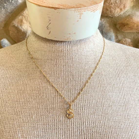 14K Yellow Gold Dollar Sign Pendant & 14K Gold Singap… - Gem