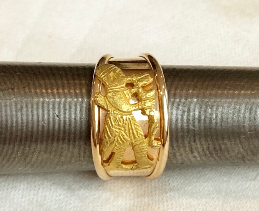 18k Rose 21k Yellow Gold Peruvian Mayan Deity Viracocha & Serpent Band ...