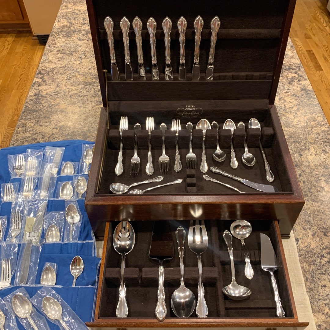 Fontana by Towle Sterling Silver Flatware Set for 12 Service Plus Serving Pieces, Towle Fontana ...