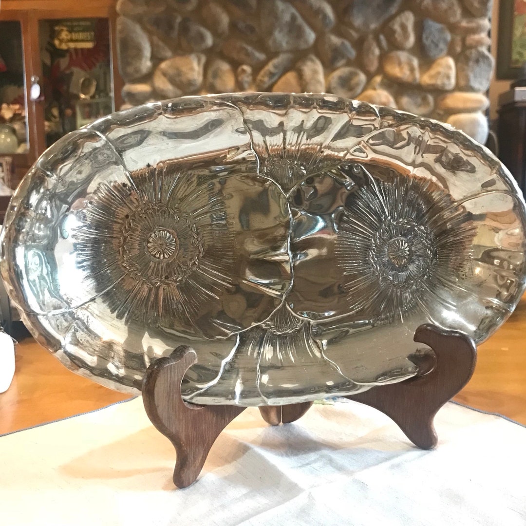 1940's Wallace Sterling Repousse Poppy Flower Bread Tray, Wallace ...
