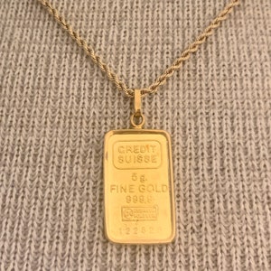 Credit Suisse 999 Fine Gold 5 Gram Bar in 18k Gold Bezel Pendant 14k Gold Rope Necklace 24k Gold Bullion Pendant Necklace 12 Grams Etsy UK