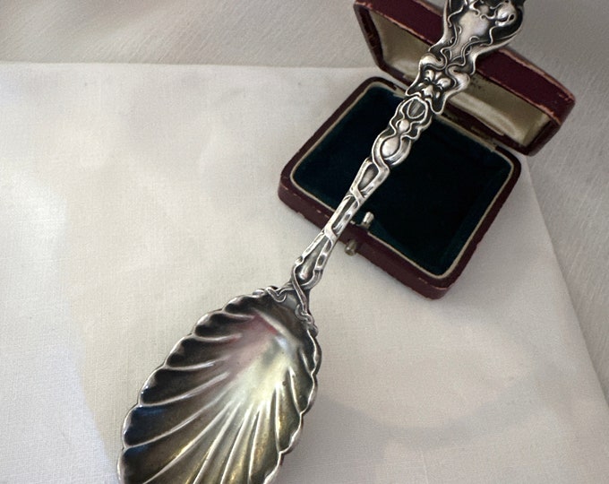 Antique Unger Bros Sterling Silver Shell Sugar Spoon, Rare 1904 ...