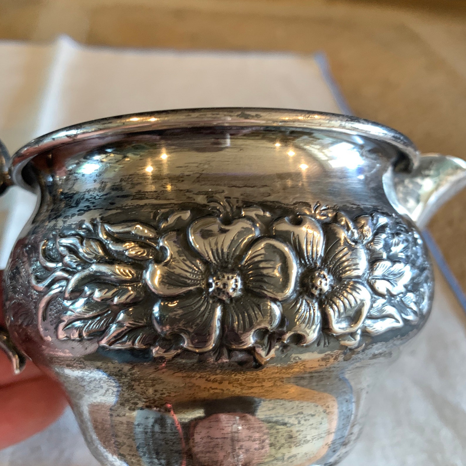 Hand Chased Floral Sterling Silver Creamer & Sugar Bowls - Etsy