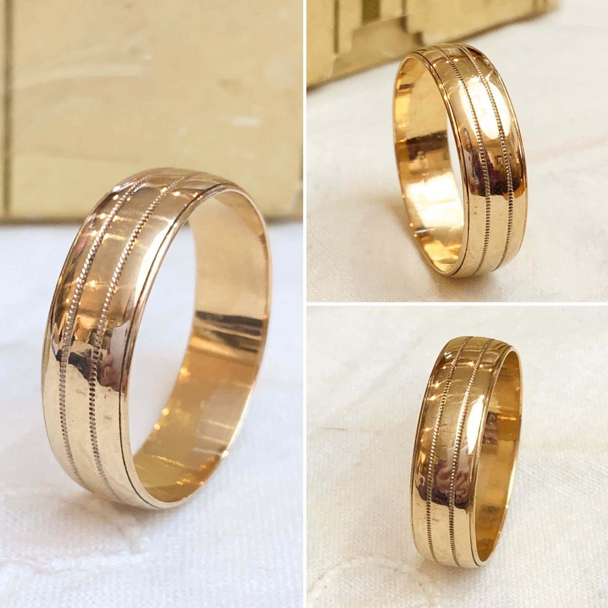 Frederick Goldman 14K Yellow Gold Wedding Band Ring Mens 14k Solid Gold Wedding or Anniversary Band Size 13.25 6.8mm Wide Etsy