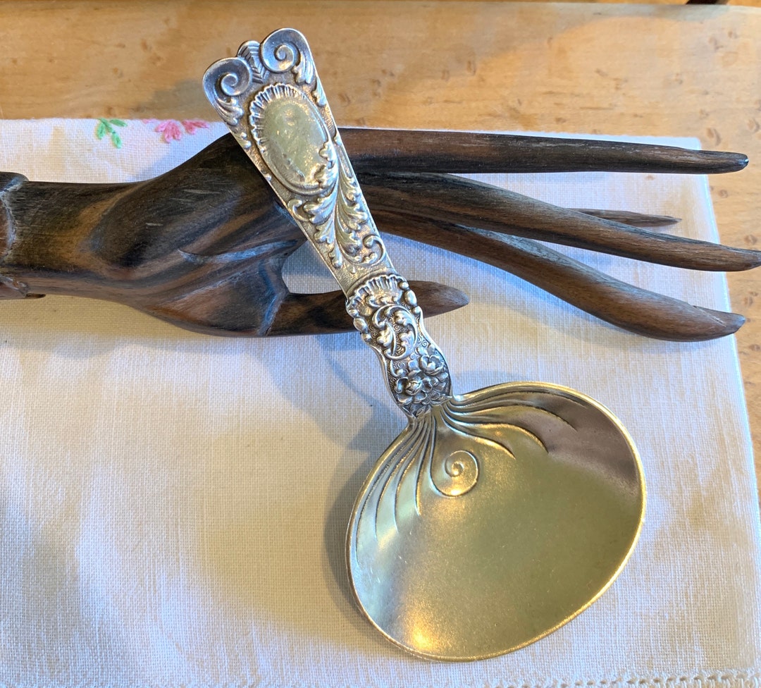 Antique Gorham Sterling Silver Nut Spoon: Gold Wash Bowl, Pattern #411 ...