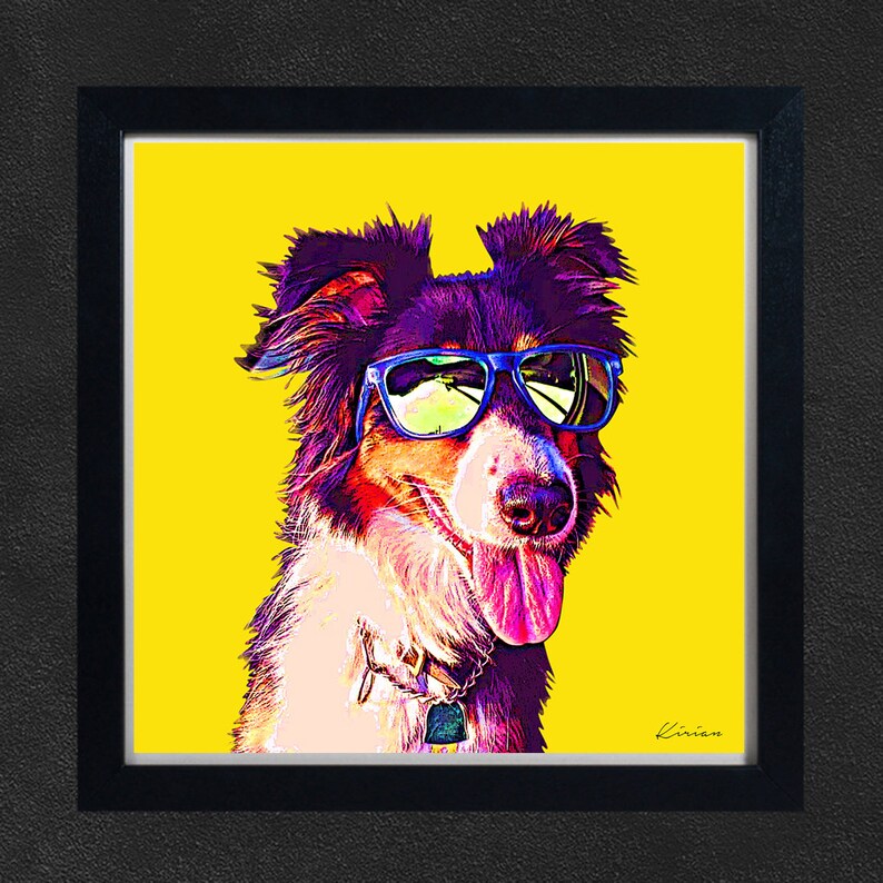 Custom Pet Portrait Custom Border Collie Pop Art Gift for | Etsy