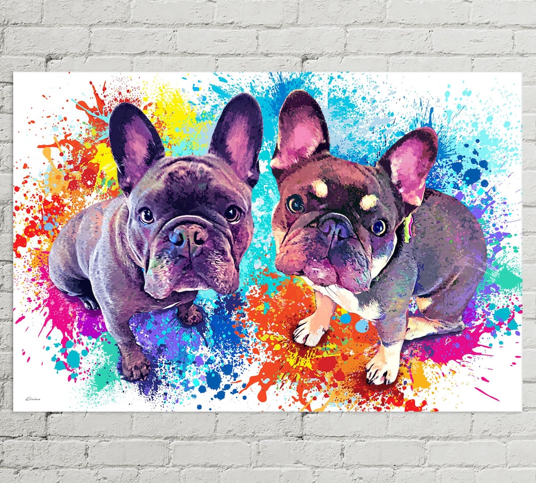 Colorful Pet Portrait Custom From Photo | |pet Dog Canvas | Large Wall ...