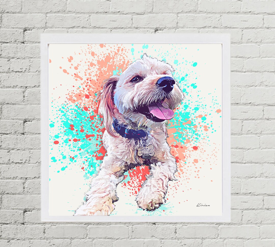 Custom Pet Portrait, Watercolor Splash Style Art - Personalized Terrier ... Custom Pet Portrait, Watercolor Splash Style Art - Personalized Terrier ...