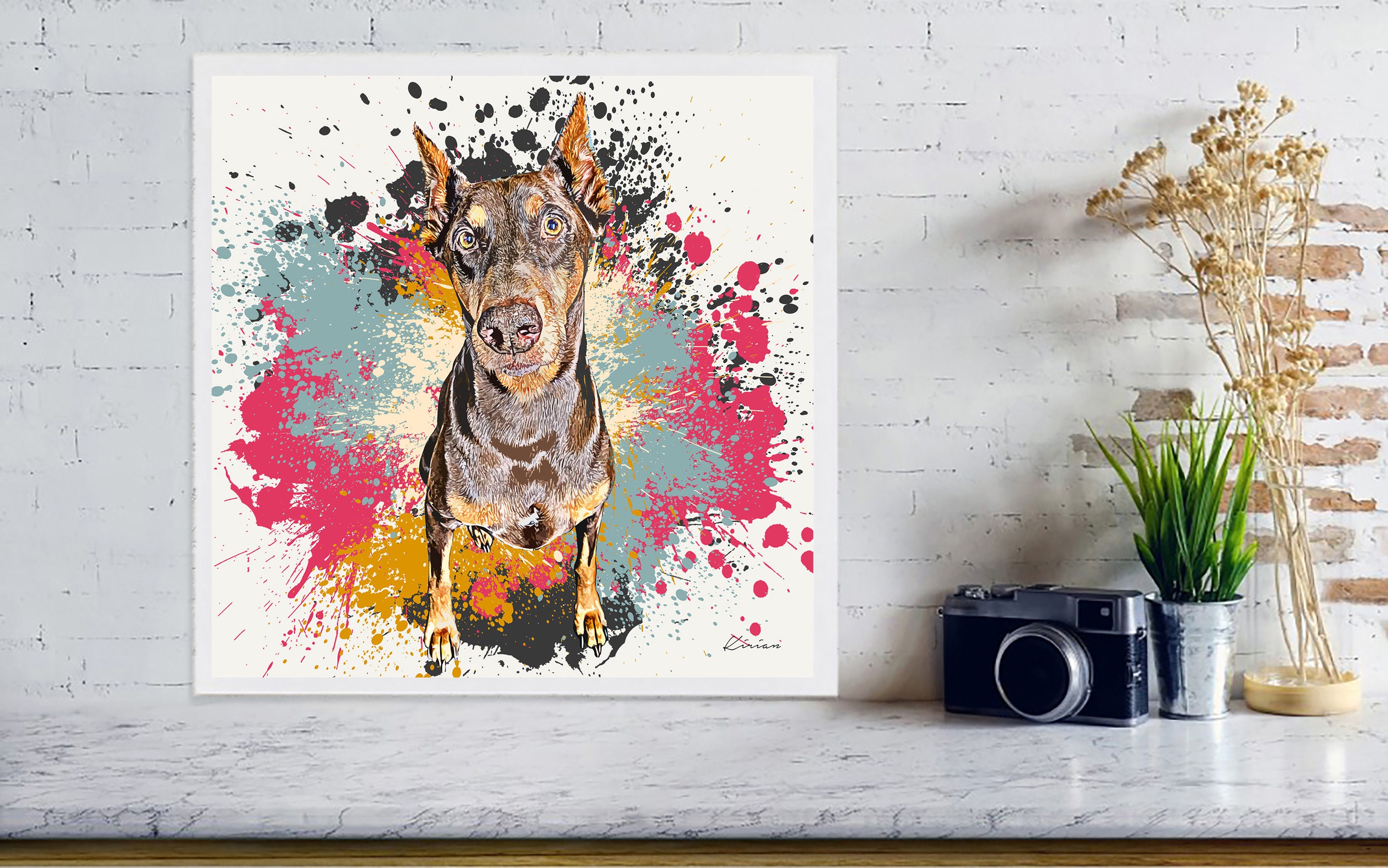 Custom Cat Portrait from Photo Cat Memorial Art Graffiti | Etsy