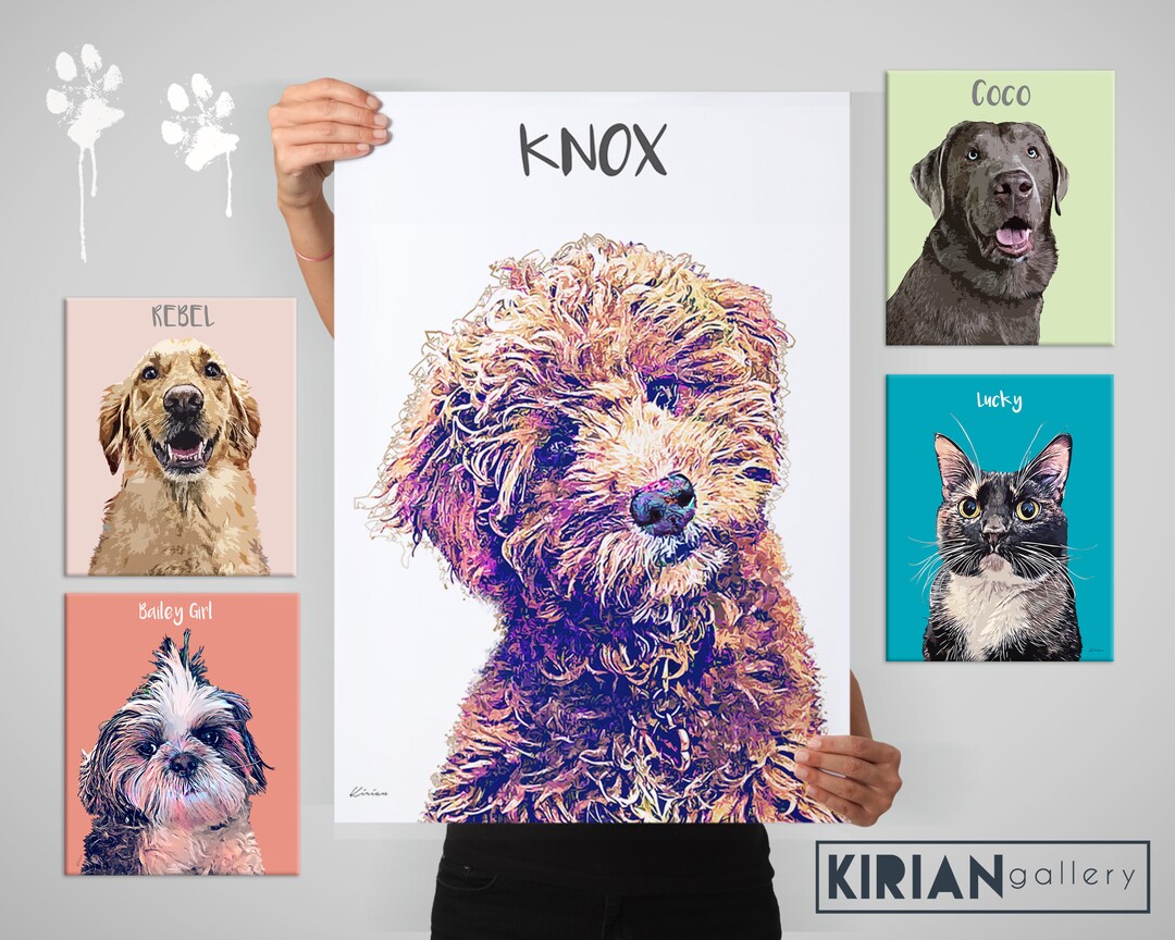 CUSTOM Minimalist Pet Memorial Portrait on Canvas From Photo | Pet ...