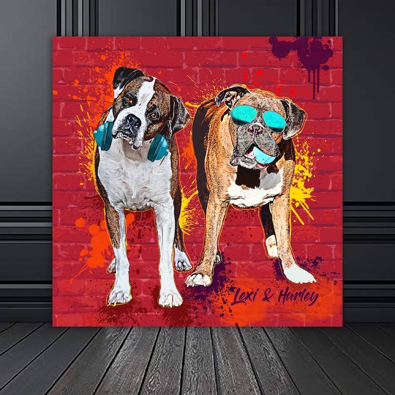 Street Dog Art Custom Pet Portrait From Photo Graffiti Art - Etsy