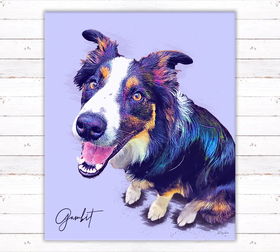 CUSTOM DOG PORTRAIT Pop Art Colorful Border Collie Pet Portrait From ...