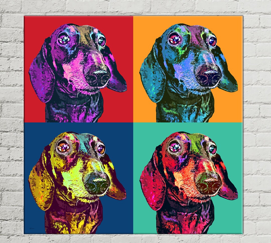 Andy Warhol Custom POP ART Pet Dog Cat Portrait From Photo on Large ...