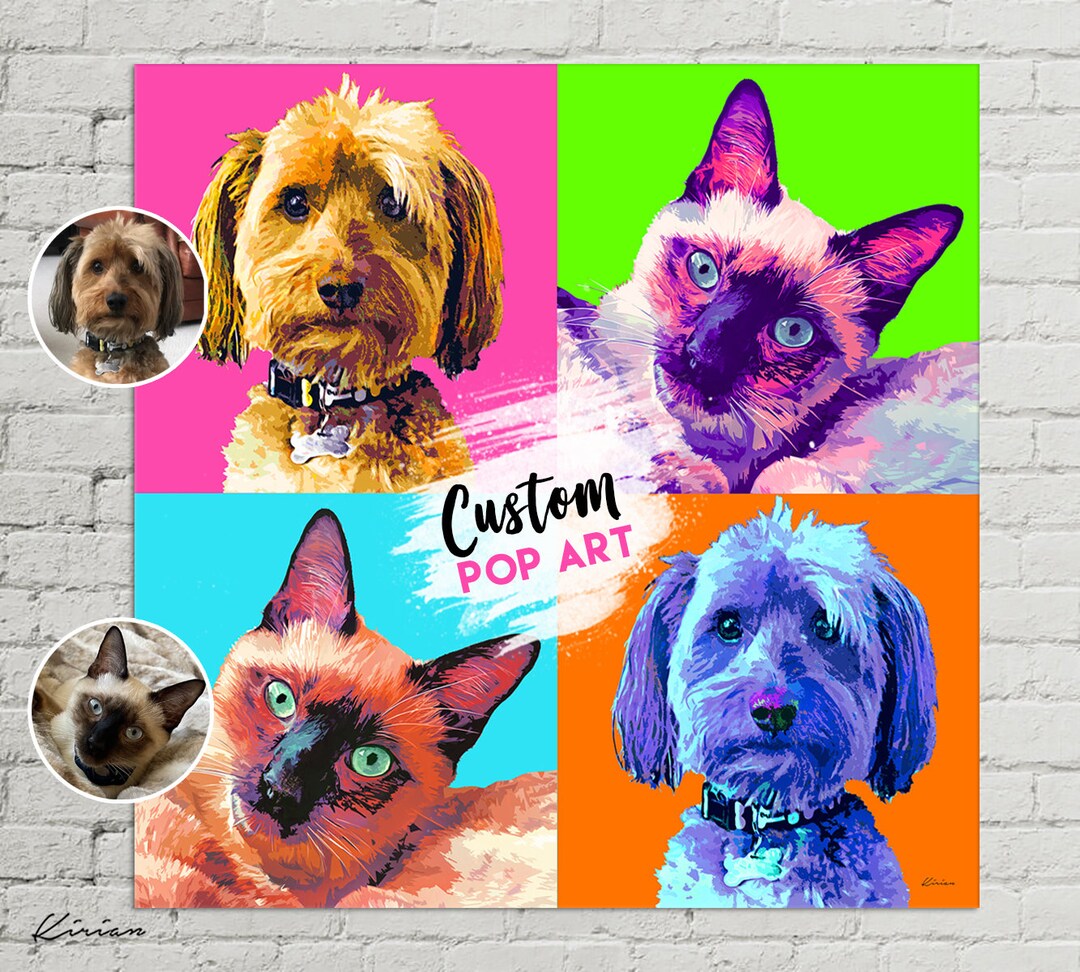 Andy Warhol Style Pop Art Pet Portrait With a Dog and a Cat | Two Pet ...