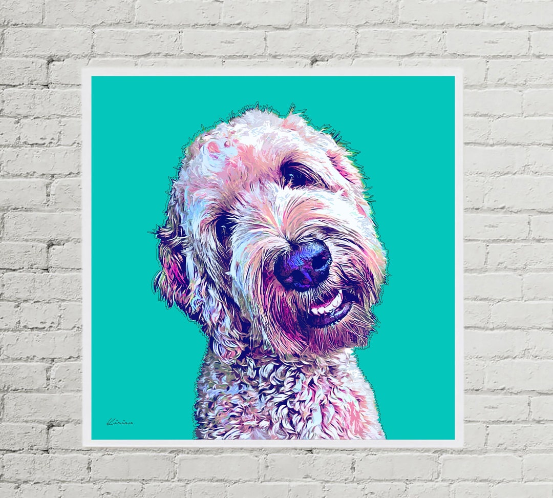 Custom POP Art Colorful Labradoodle Dog Cat Pet Portrait From Photo on ...