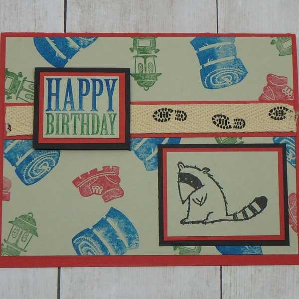 Raccoon Happy Birthday Card - Etsy