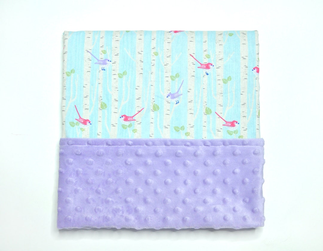Birch Tree Baby Blanket - Birds - Baby Blanket - Purple Pink - Etsy