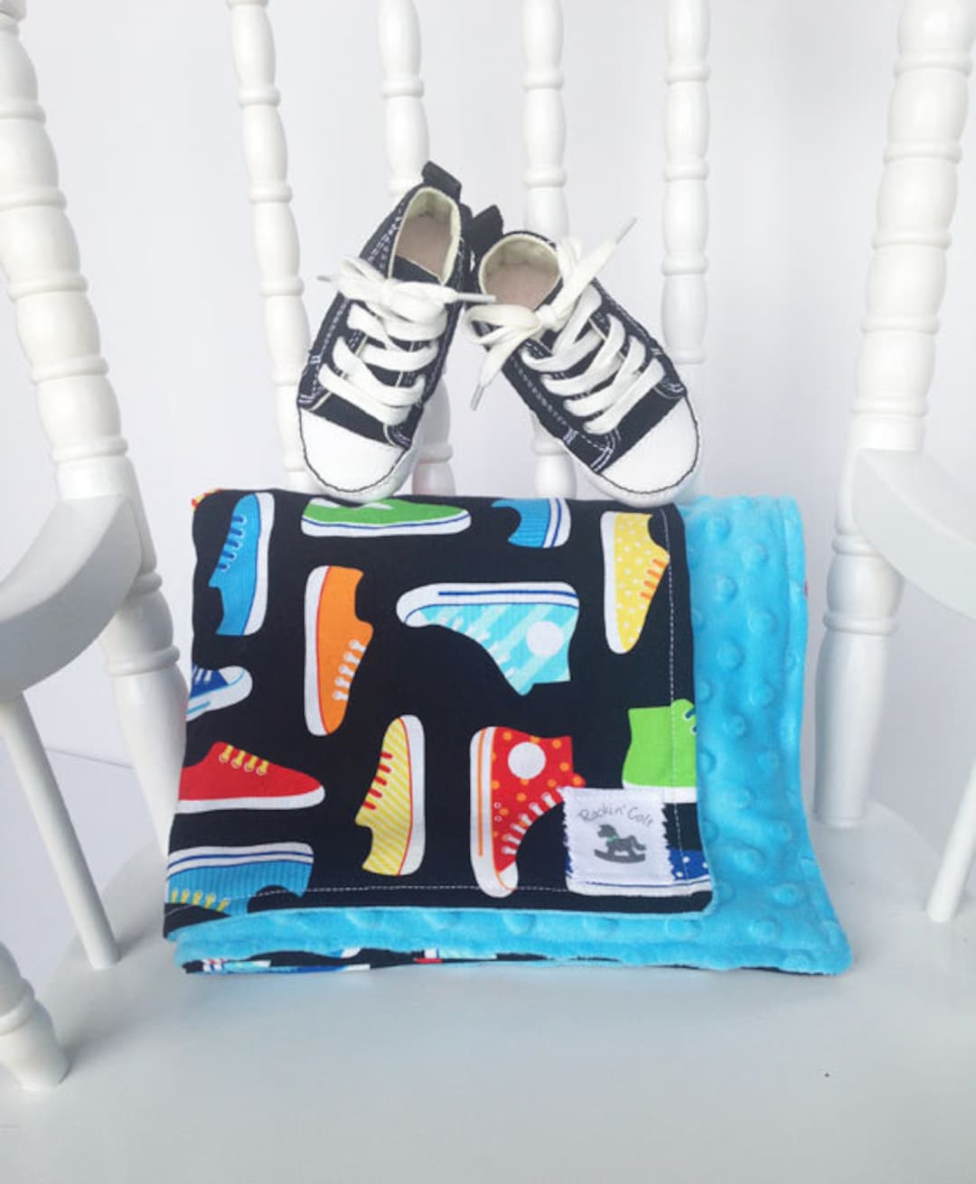 Colorful Baby Blanket - Converse - Baby Blanket - Blue Minky - Etsy