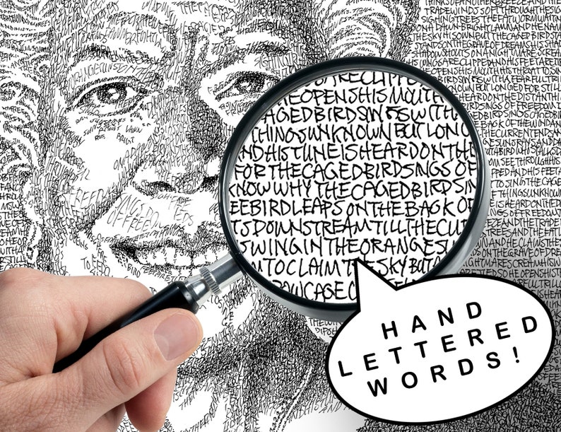 Maya Angelou ARTIST SIGNED PRINT Caged Bird Word Art - Etsy