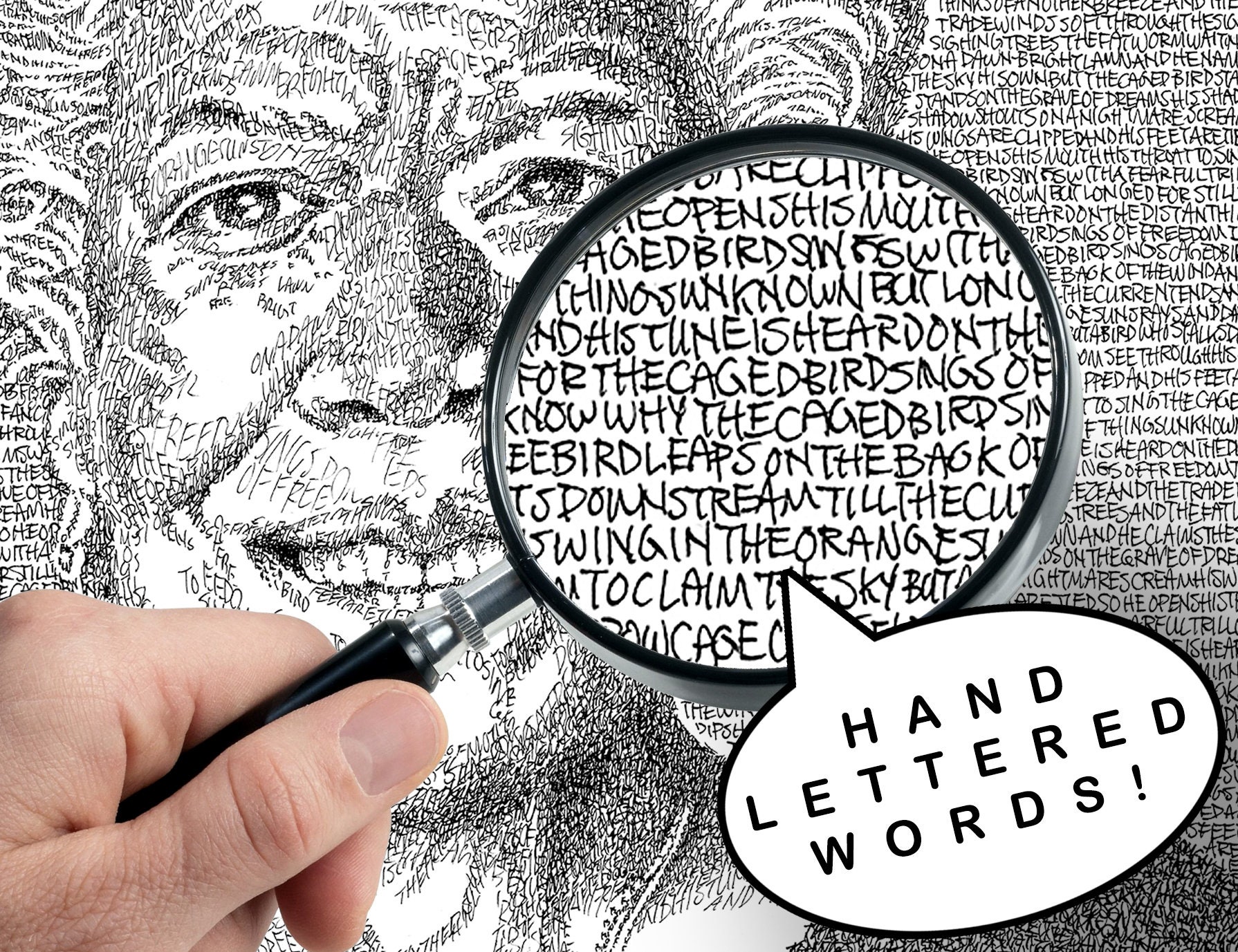 Maya Angelou | ARTIST SIGNED PRINT | Caged Bird | Word Art | Signed ...