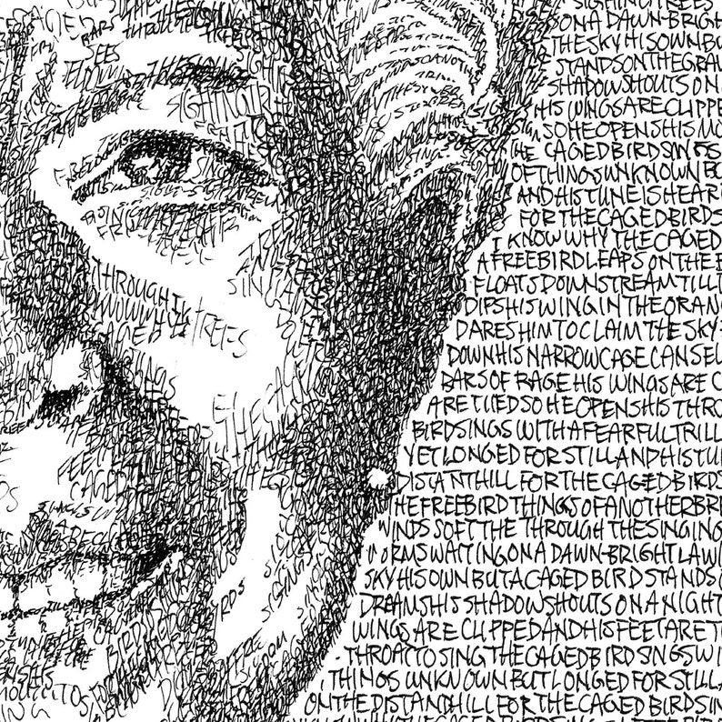 Maya Angelou ARTIST SIGNED PRINT Caged Bird Word Art - Etsy