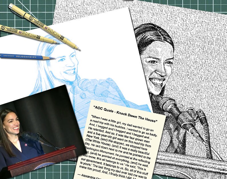 Alexandria-ocasio-cortez ARTIST SIGNED PRINT Gifts Word Art Calligraphy ...