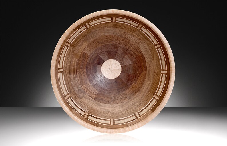 Unique Walnut and Curly Maple Large Segmented Salad Bowl - Etsy